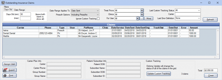 How to run an outsanding dental insurance aging report